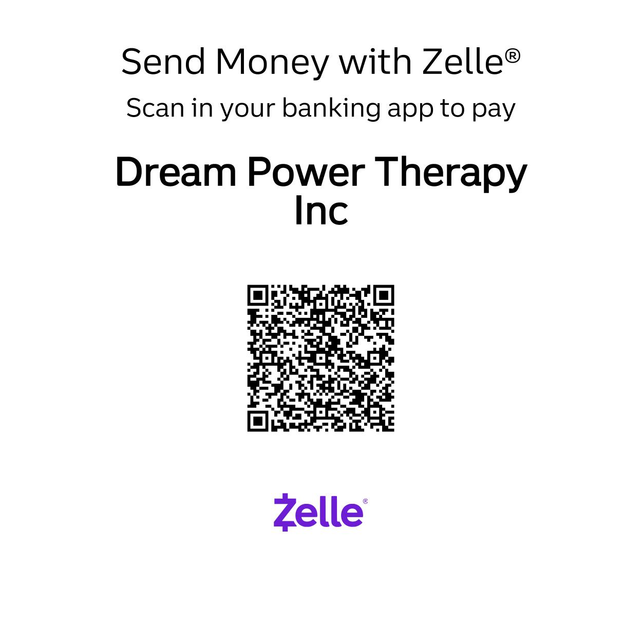 Zelle® QR code | Dream Power Therapy
